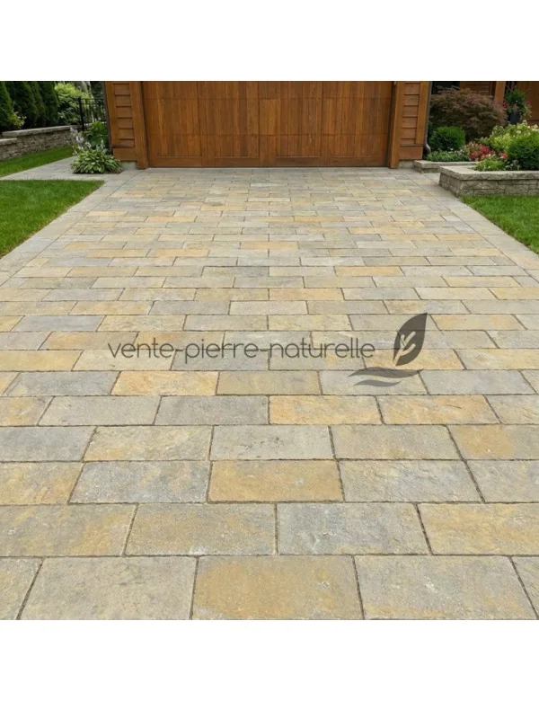 Pavé en pierre Kandla Grès d'Inde ocre - Vente Pierre Naturelle
